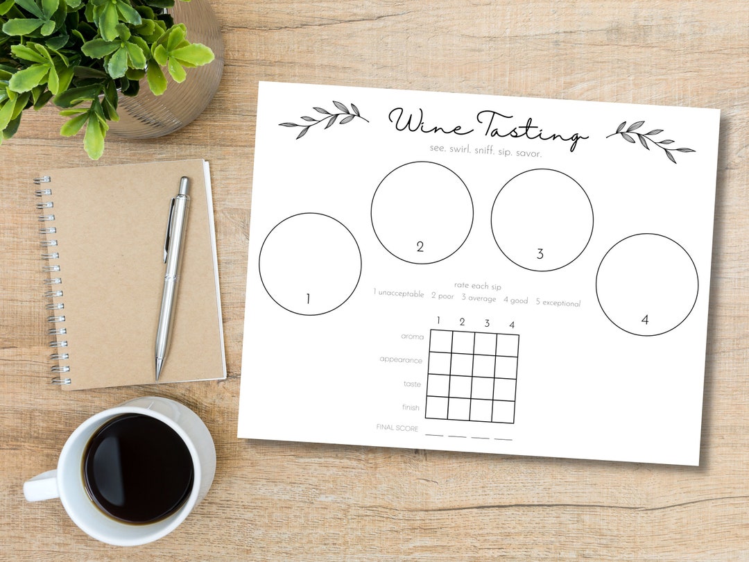 Printable Wine Tasting Flight Mat, Wine Tasting Scorecard, Bachelorette ...
