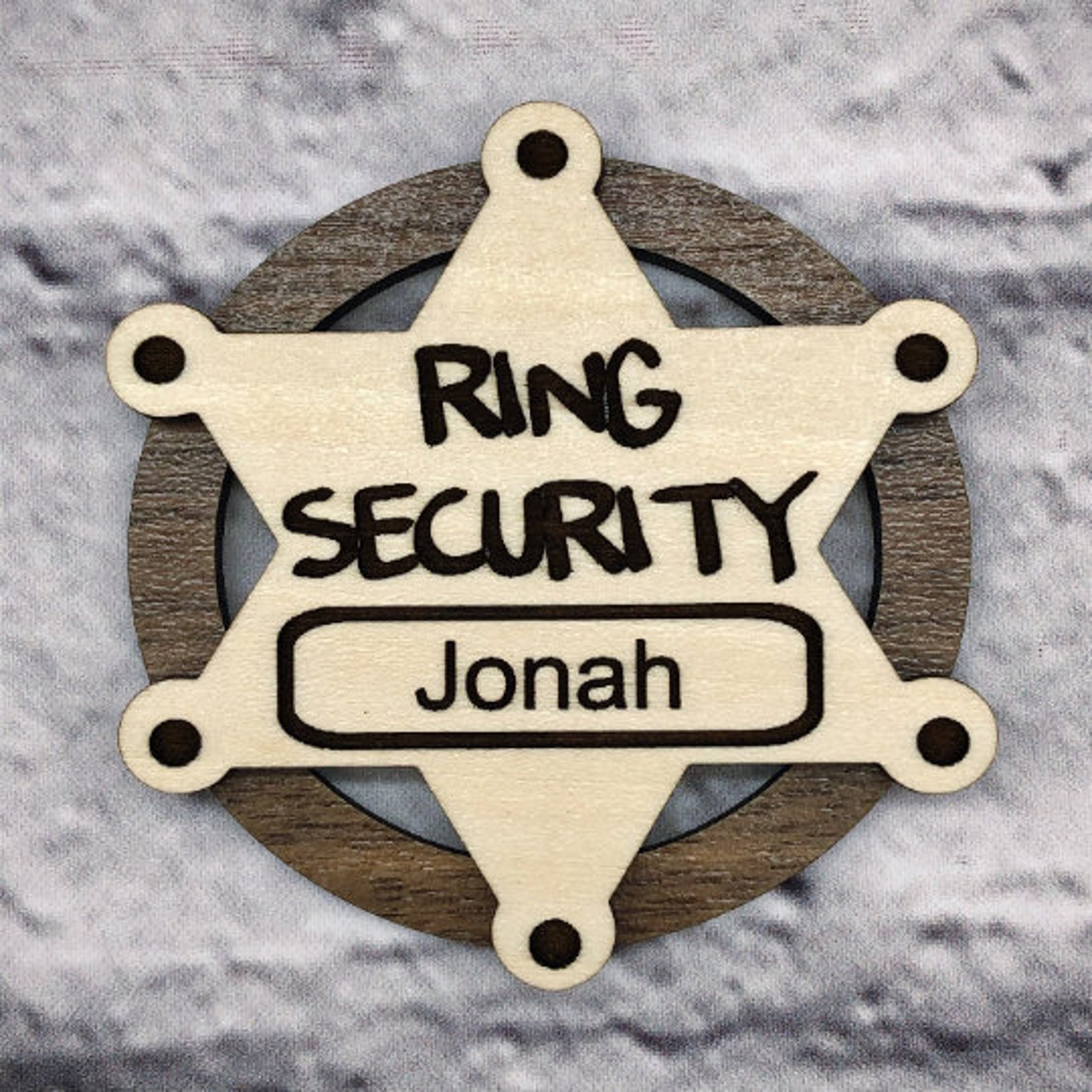 Ring Bearer Ring Security Badge Wedding Party Wood Badge - Etsy