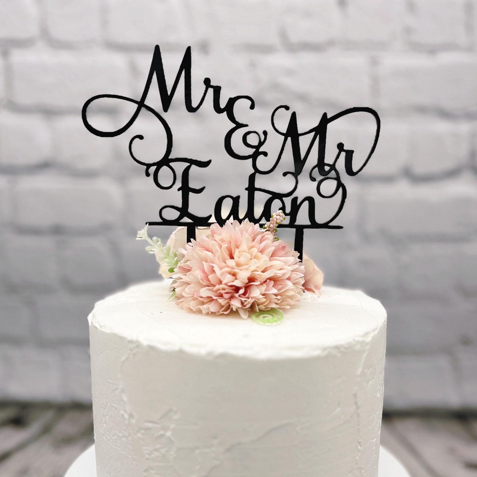 LGBTQ Personalized Last Name Wedding Cake Topper Mr & Mr Custom Acrylic ...