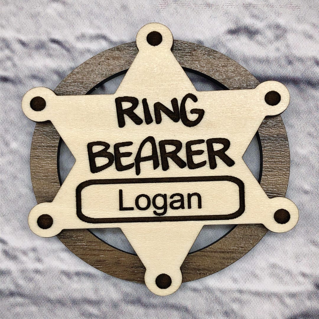 Ring Bearer, Ring Security Badge, Wedding Party, Wood Badge, Wedding ...