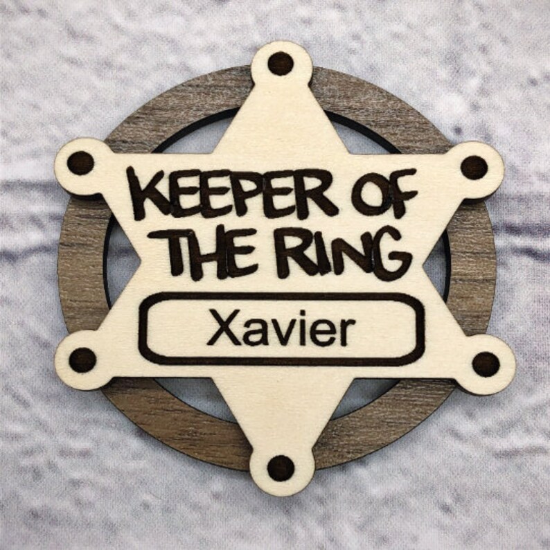 Ring Bearer Ring Security Badge Wedding Party Wood Badge - Etsy