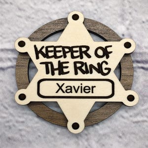 Ring Bearer, Ring Security Badge, Wedding Party, Wood Badge, Wedding ...