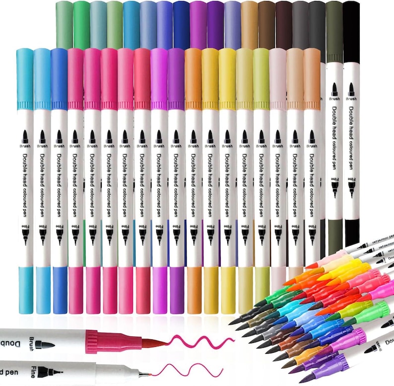 Artbeek 120 Colors Watercolor Pens, Brush Markers With Fine & Brush Tip ...