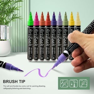 Artbeek 36 Colors Acrylic Paint Markers, Paint Pens With Brush Tip ...