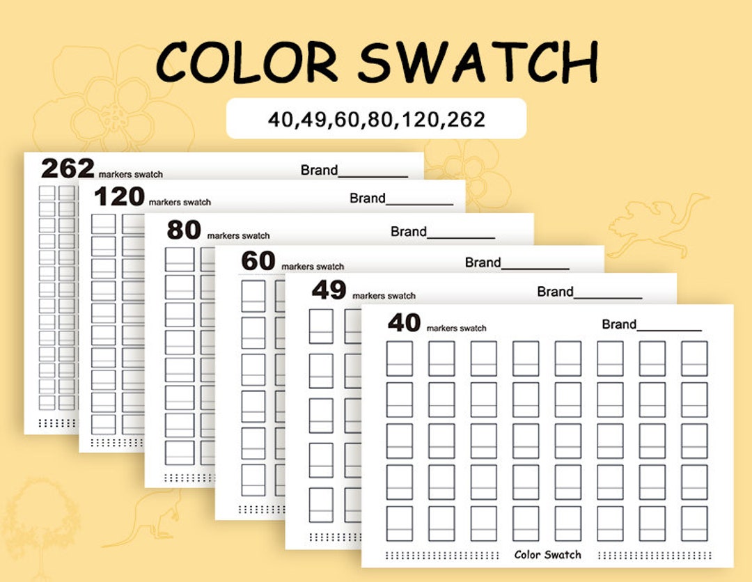 40-262 Marker Swatch Blank Color Chart Printable Page | DIY Color Chart ...