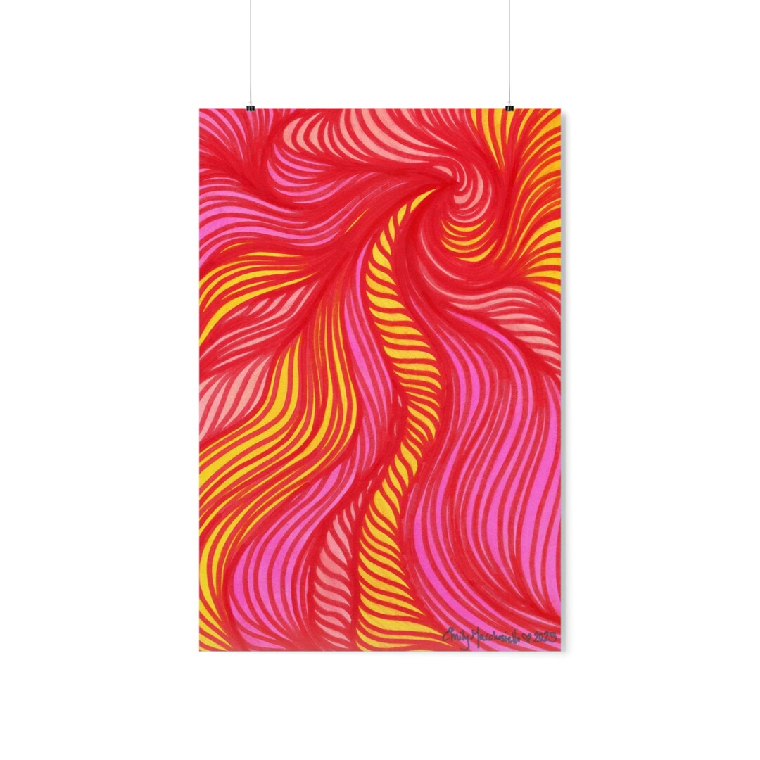 Psychedelic Colorful Pattern Poster Art, Psychedelic Pink and Yellow ...
