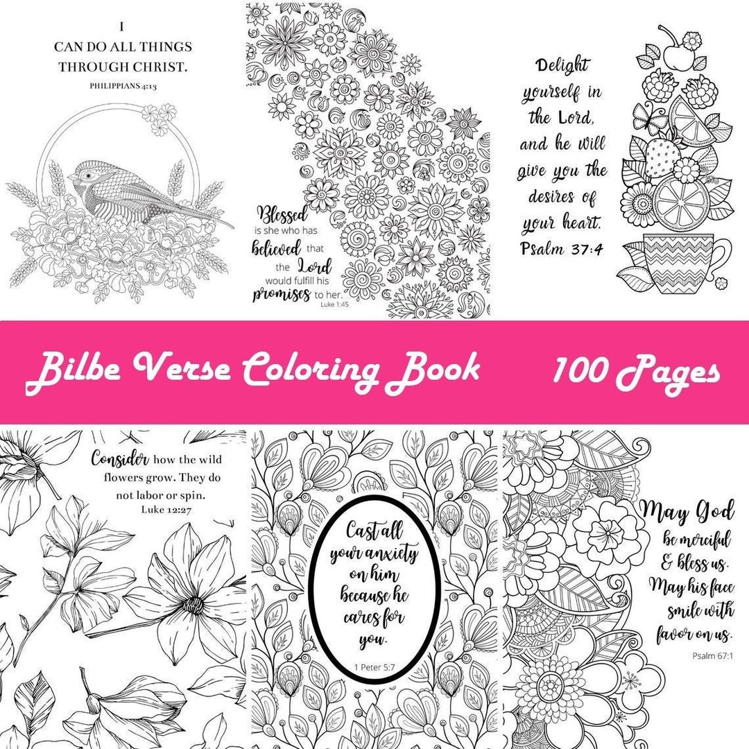 Bible Coloring Book 100 Pages - Etsy