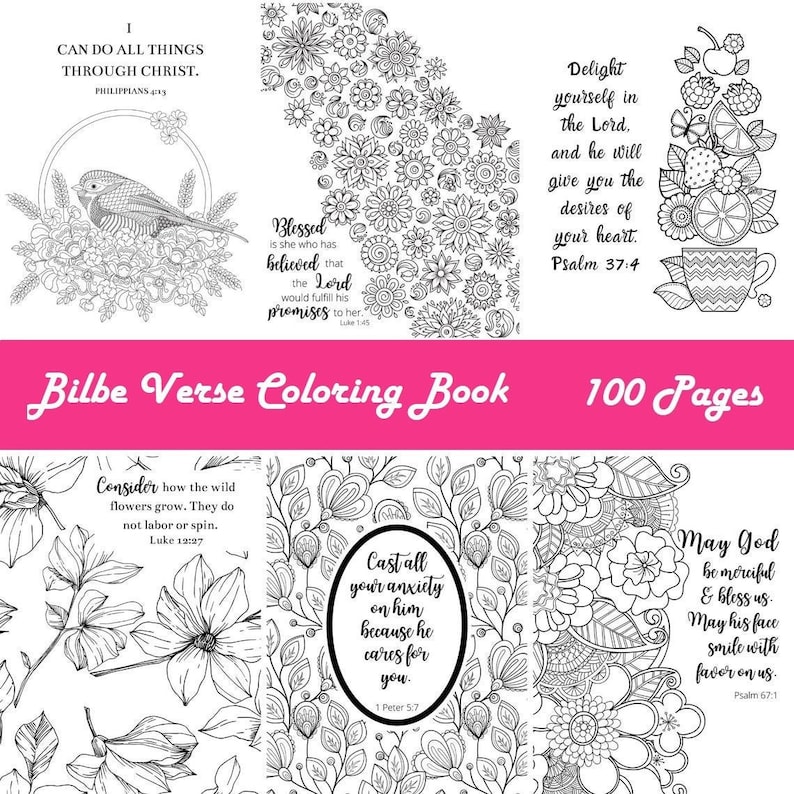 Bible Coloring Book 100 Pages - Etsy