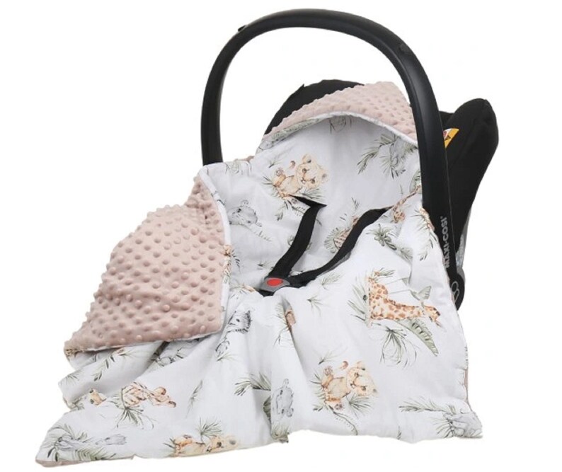 Safari Minky Car Seat Baby Blanket /hooded Car Seat Blanket/ Travel ...