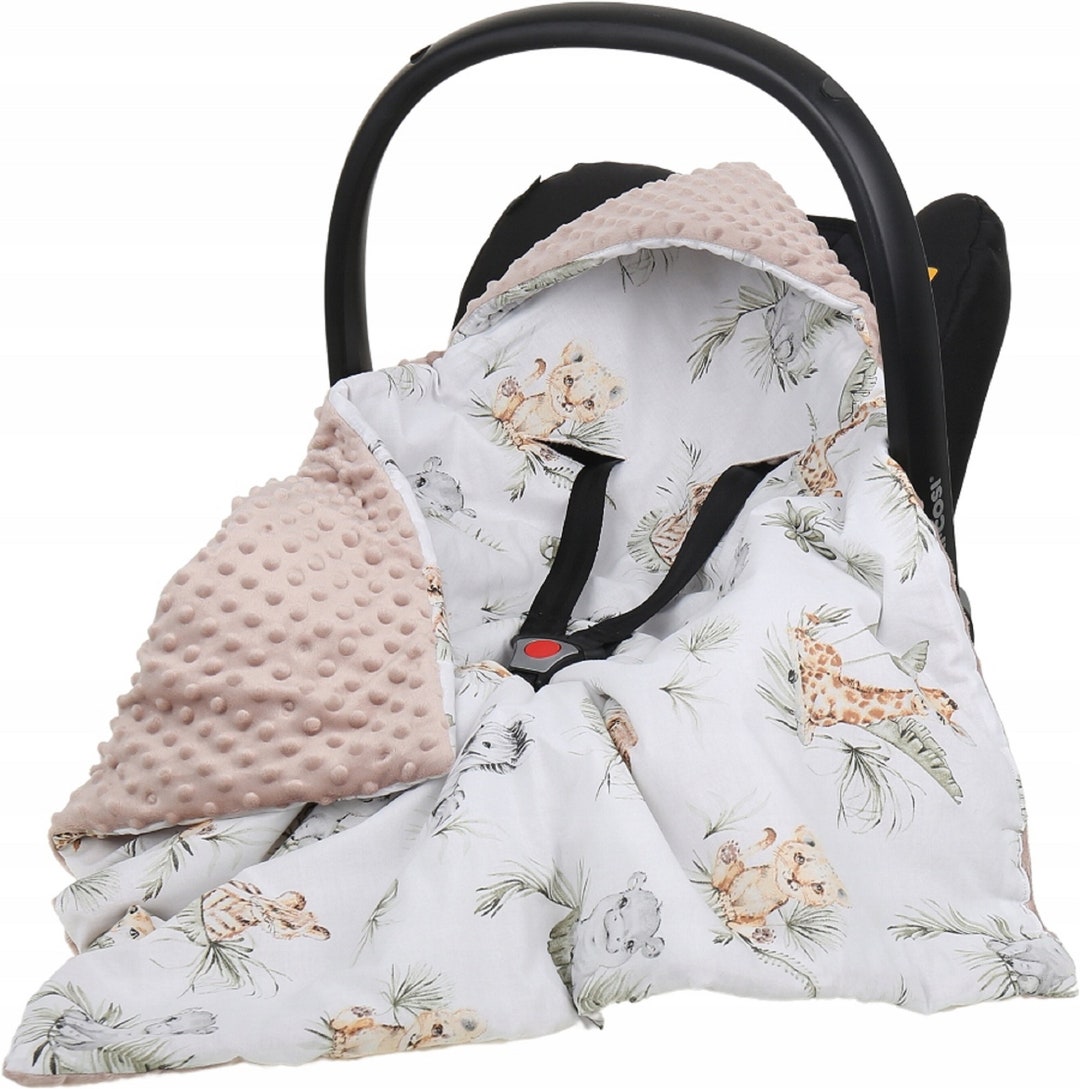 Safari Minky Car Seat Baby Blanket /hooded Car Seat Blanket/ Travel ...