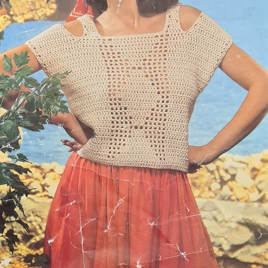 Crochet Pattern Download, Vintage Ladies Cold Shoulder Summer Cotton ...