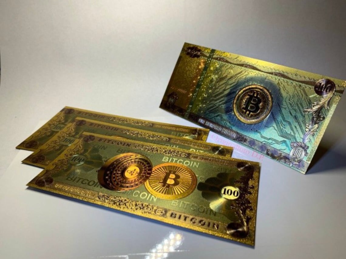Bitcoin note gold-plated | Etsy