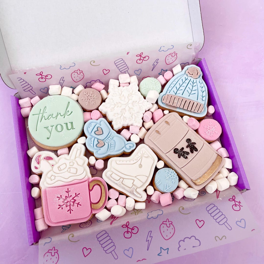 Thank You, Winter Themed, Iced Biscuits, Fondant, Sugar Cookies ...