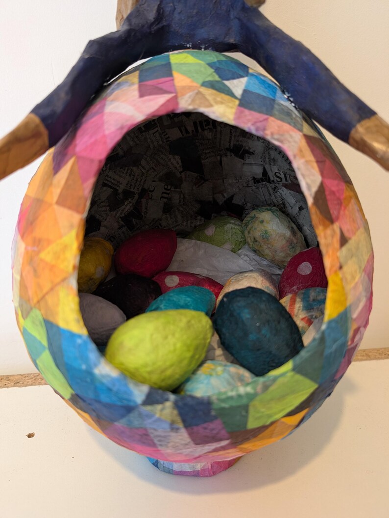 Dreamy Rabbit - Handcrafted Papier-mâché Sculpture, a Colorful and ...
