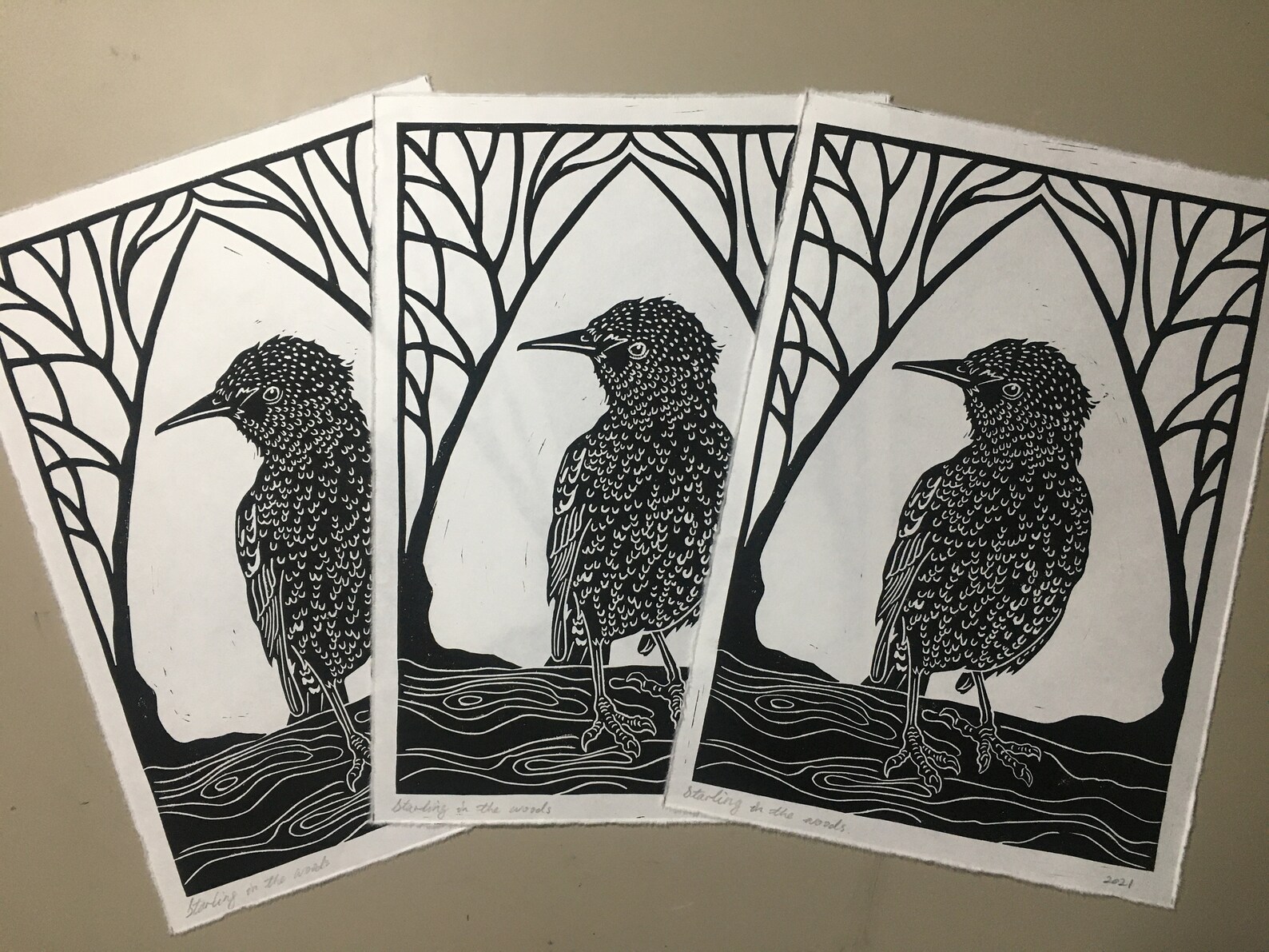 Hand Printed Starling Bird. Original Hand Printed. Starling - Etsy