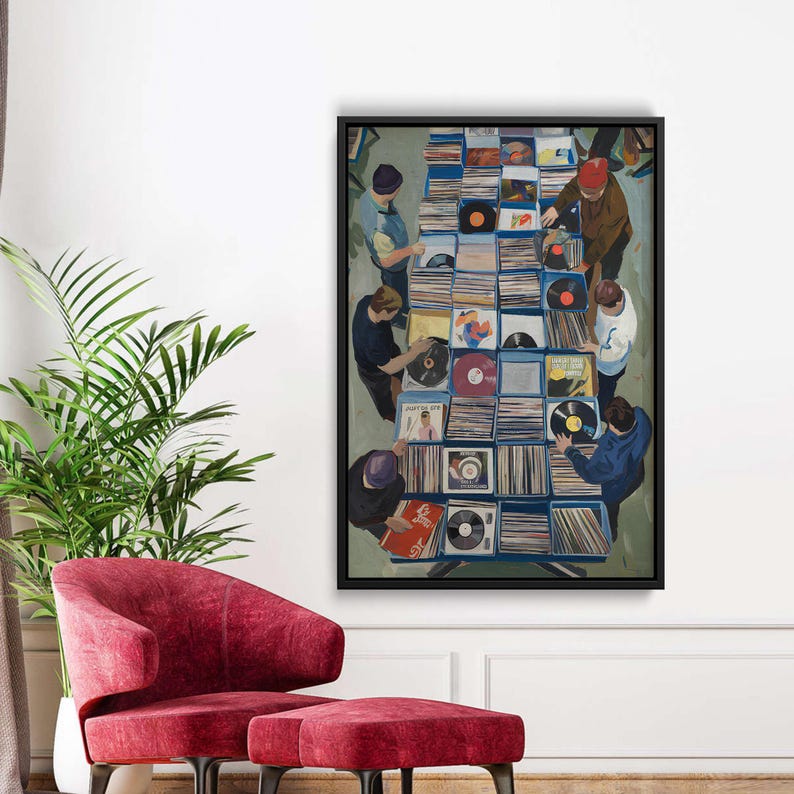 Retro Vinyl Record Store Art Print, Vintage Music Shop Poster - Etsy