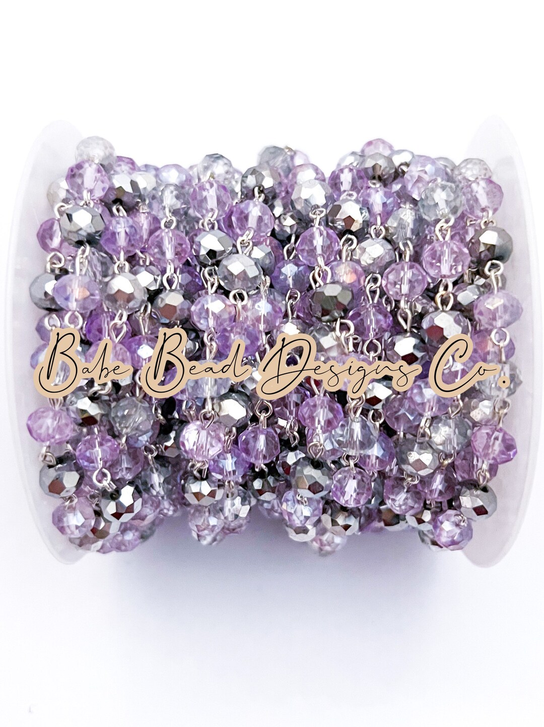 Silver and Purple, Silver Beaded Rosary Chain, Rosary Chain, 8mm ...