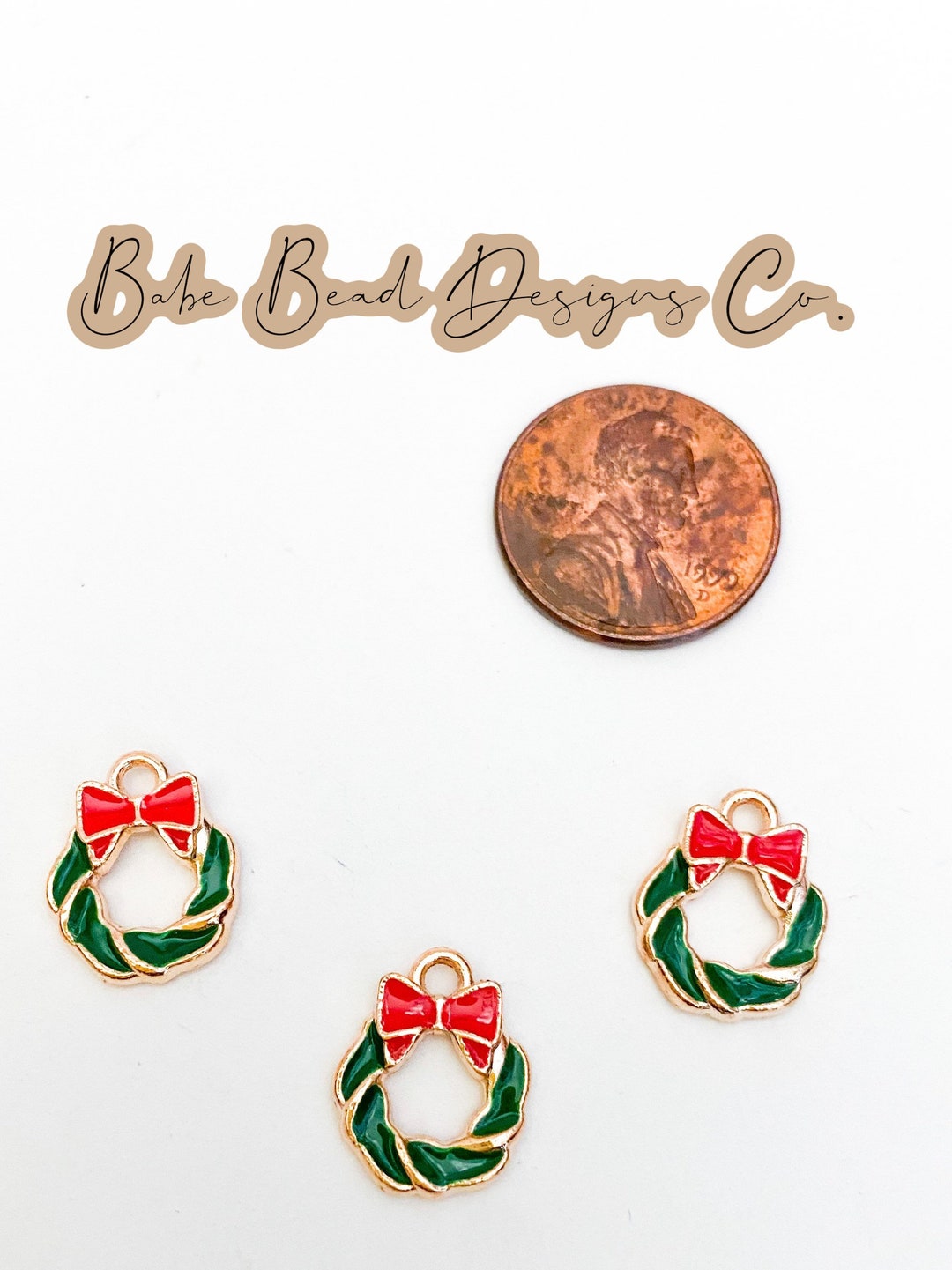 Enamel Christmas Wreath Charms, Set of 5 - Etsy