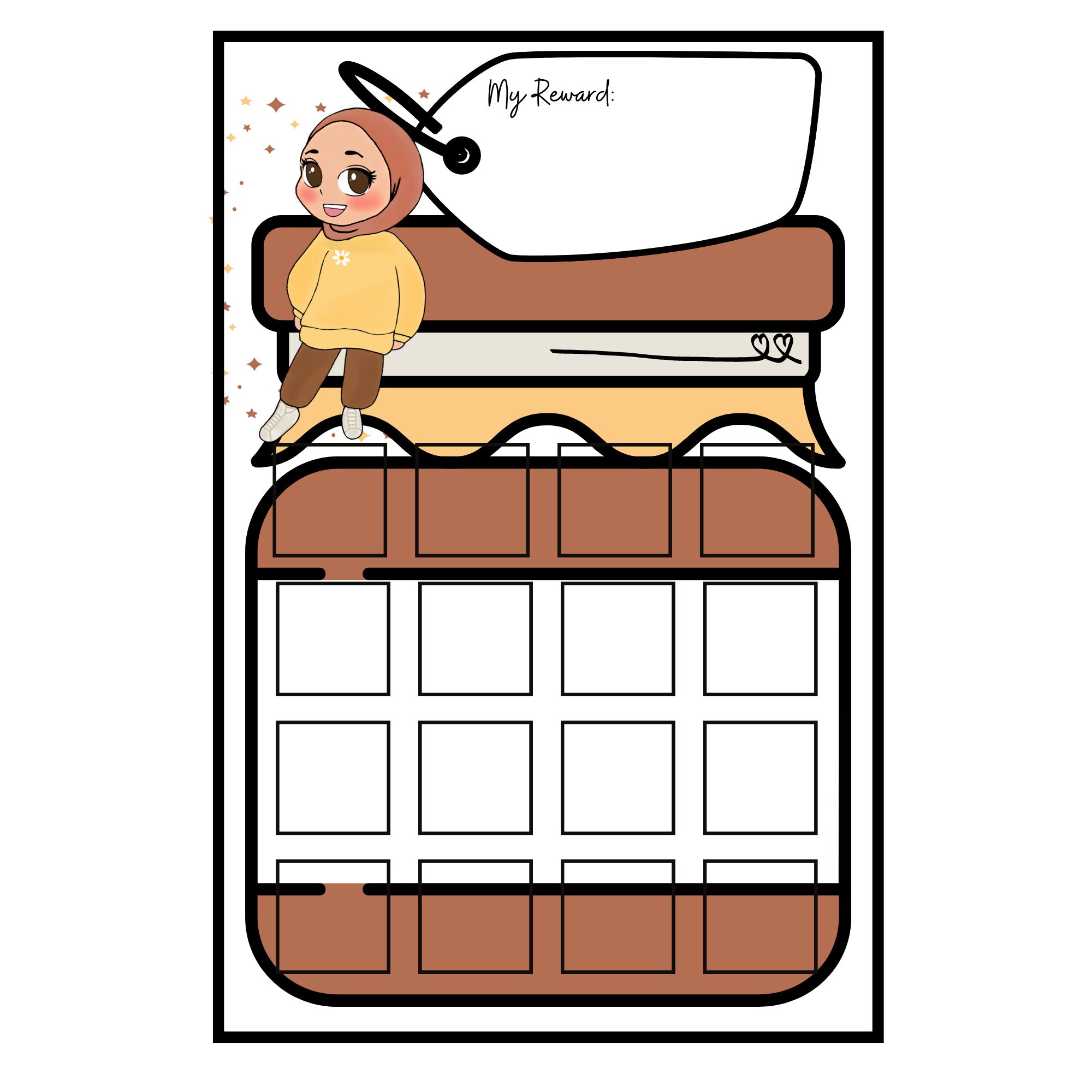 Children's Behaviour/reward Chart - Muslim Girl - Digital Product - Etsy