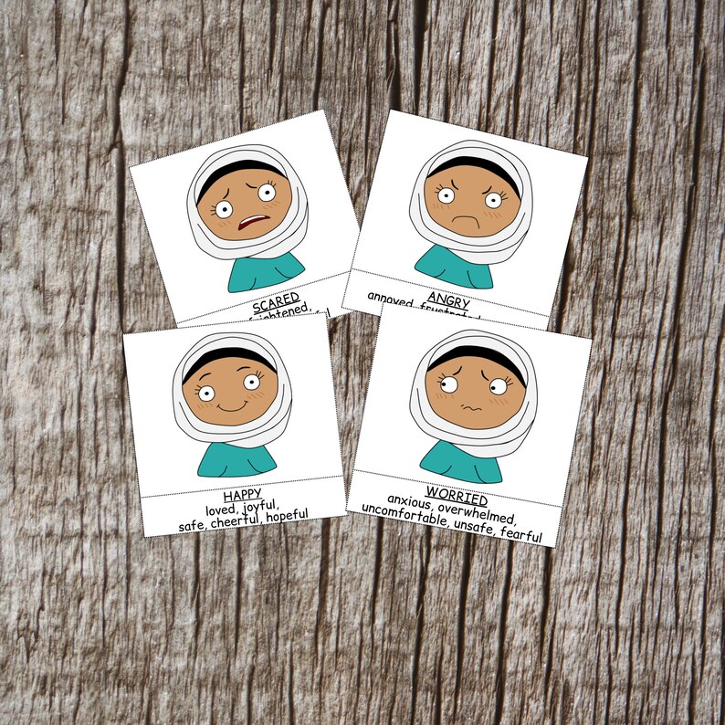 FEELINGS and EMOTION CARDS for Muslim Girls| Islamic Parenting ...