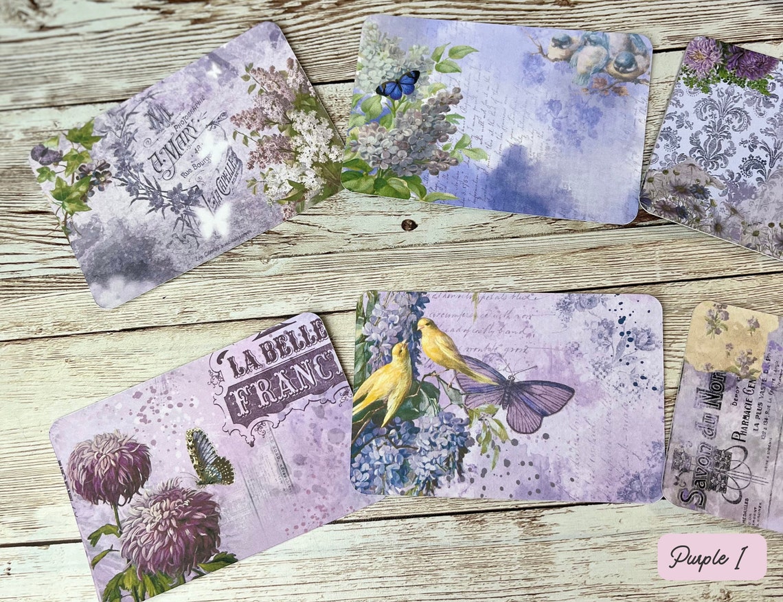 6 Floral Purple Sticker Set - Vintage - Die Cut - Stationary ...