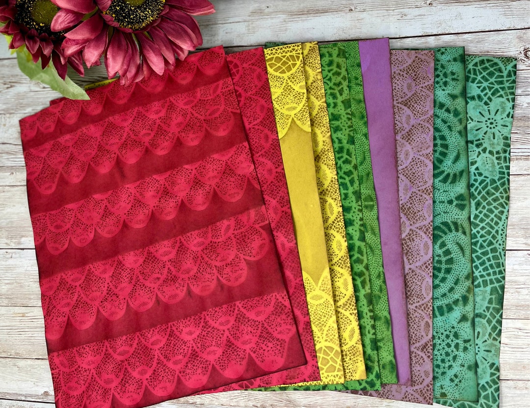 10 Primary Colors Multi Lace Pattern Coffee Dye 8.5x11 Papers - Dyed ...