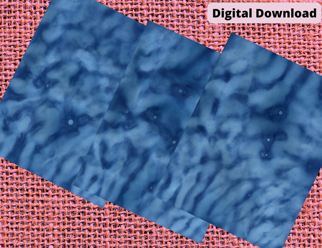 10 Water Blue Handmade Pages - Instant Download - Stencil Design ...