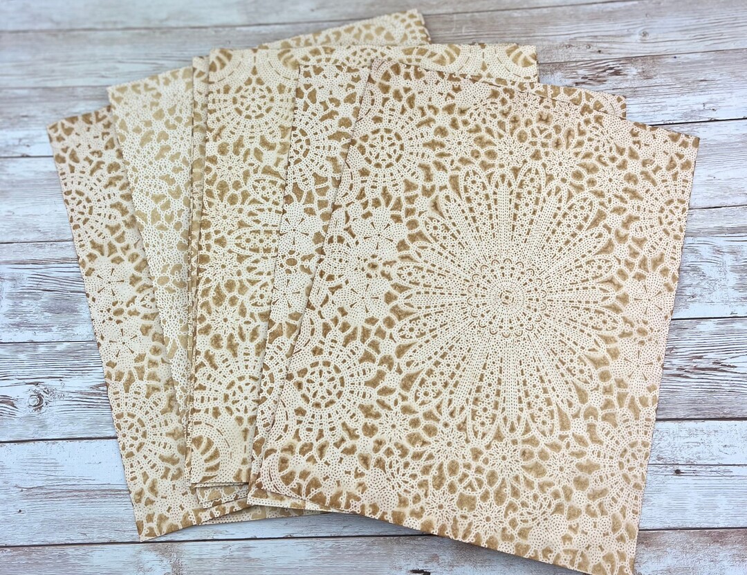 10 - 20 Lace Coffee Dye 8.5x11 Papers - Lace Design - Tea Dyed ...