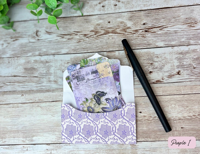 6 Floral Purple Sticker Set - Vintage - Die Cut - Stationary ...