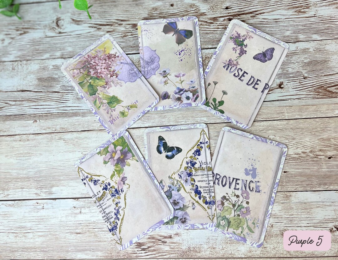 6 Floral Purple Sticker Set - Vintage - Die Cut - Stationary ...