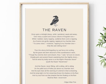 PRINTABLE the Raven Edgar Allan Poe Poem Poster Print Digital Raven ...