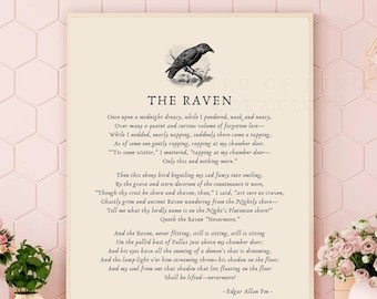 PRINTABLE the Raven Edgar Allan Poe Poem Poster Print Digital Raven ...