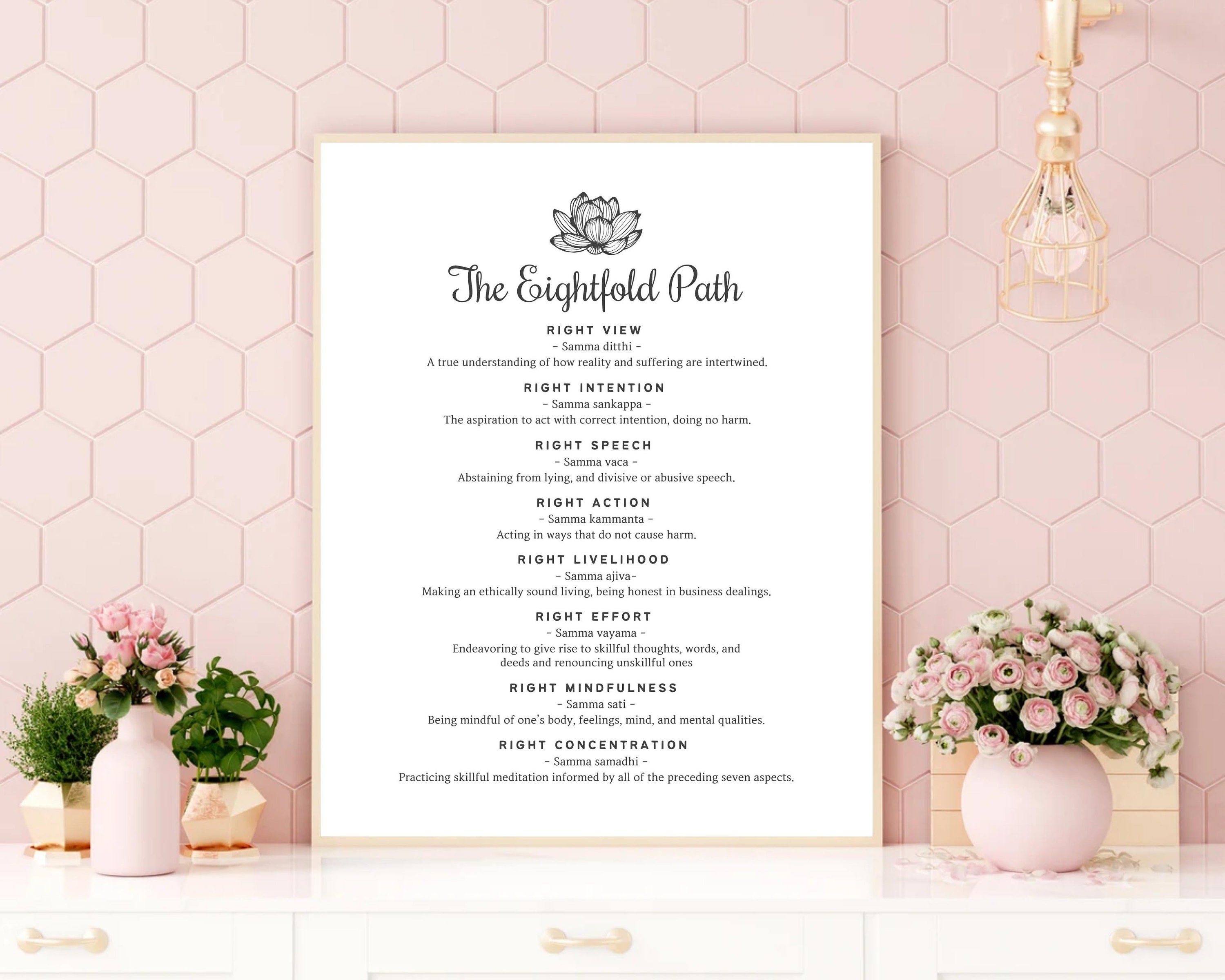 Eightfold Path, Buddhism Print, Printable Buddha Wall Art, Spiritual ...