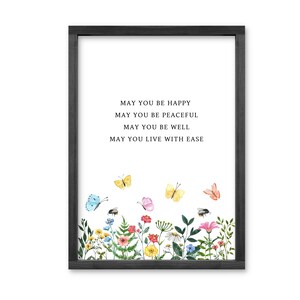 Metta Prayer Print: Loving Kindness Meditation, Calming Wall Art ...