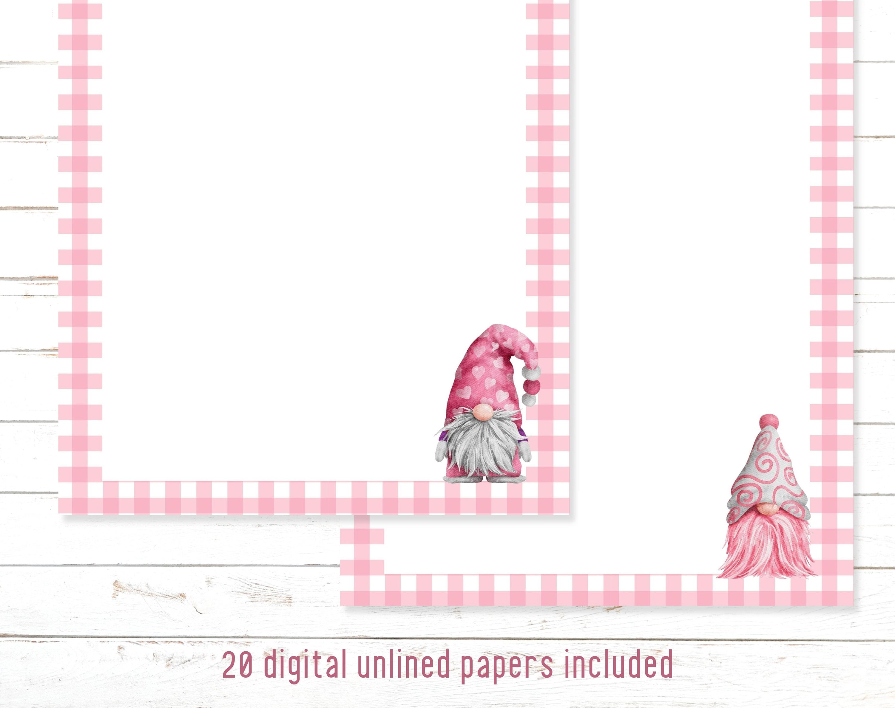 Christmas Gnomes Writing Paper, 20 Gingham Printable Stationery, Cute ...