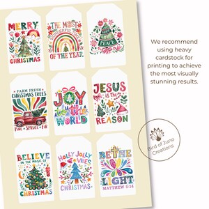 Retro Christmas Gift Tags, Printable Set of 9, Boho Holiday Gift Tags ...