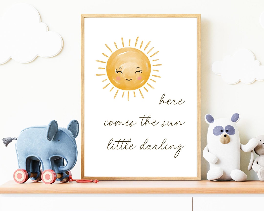 Here Comes the Sun Little Darling Print, Nursery Wall Decor, Kids Room ...