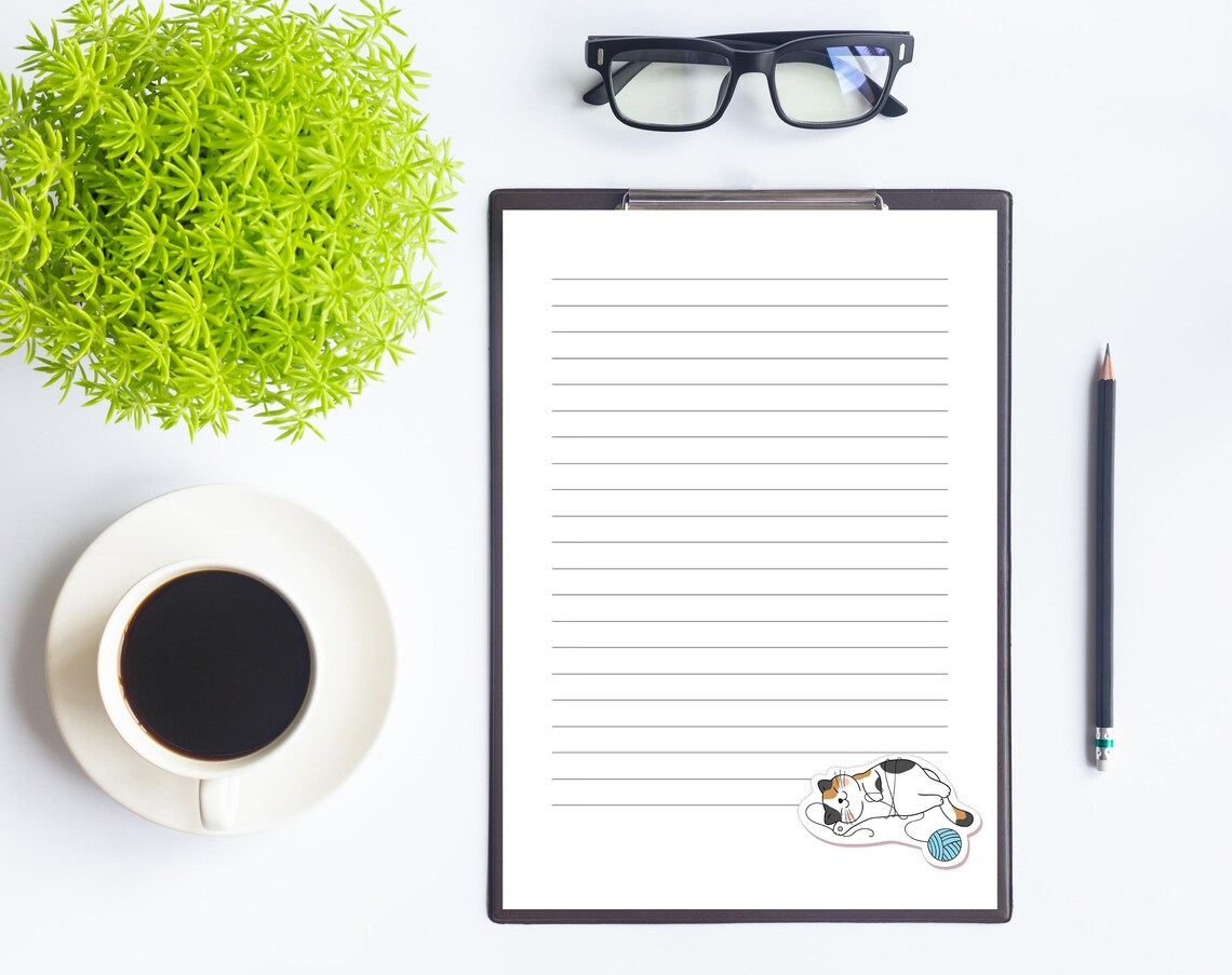 Cats Writing Paper, Printable Kitten Stationery Bundle, Cute Letter ...