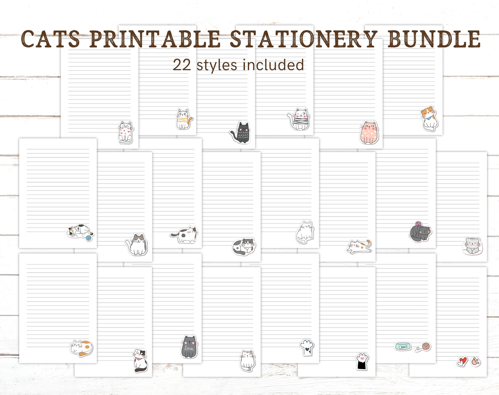 Cats Writing Paper, Printable Kitten Stationery Bundle, Cute Letter ...