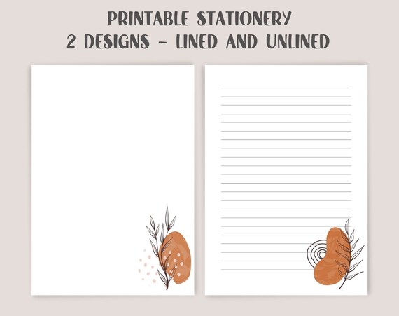 Printable Boho Writing Paper Bohemian Flowers Stationery | Etsy