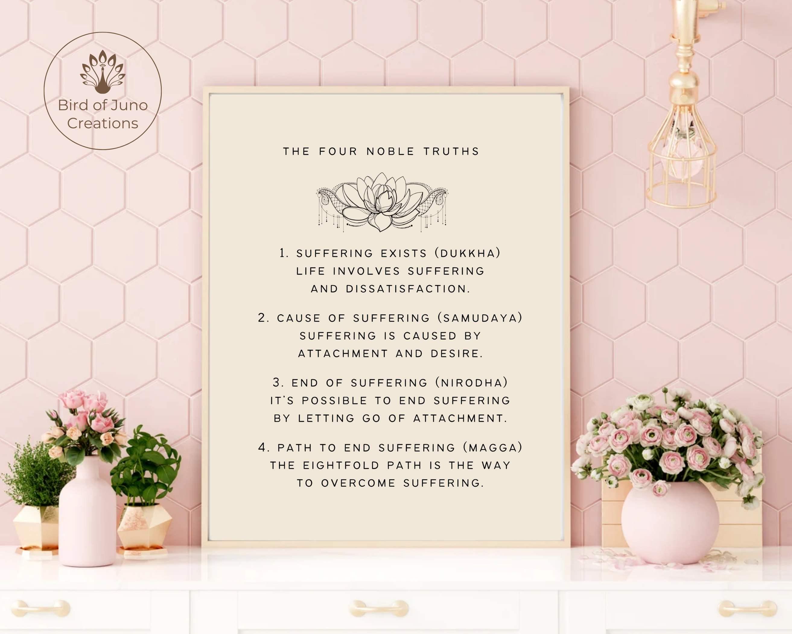 The Four Noble Truths Print, Printable Buddhism Wall Decor, Buddha ...