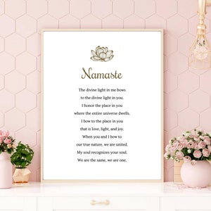 Namaste Print, Lotus Flower Printable Yoga Wall Art, Meditation Poster ...