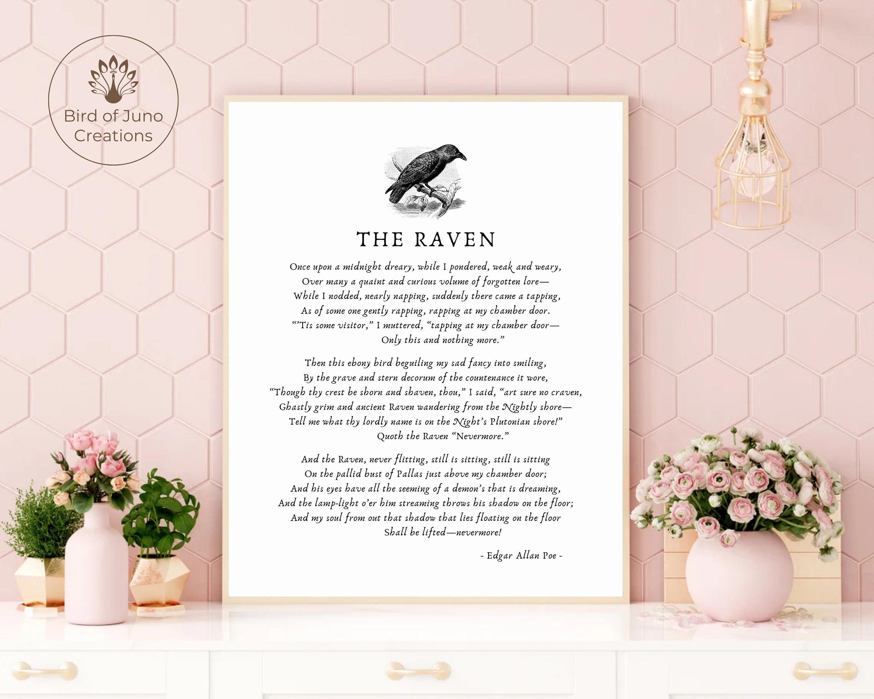 The Raven Poem Poster, Edgar Allan Poe Print, Printable Digital Wall ...