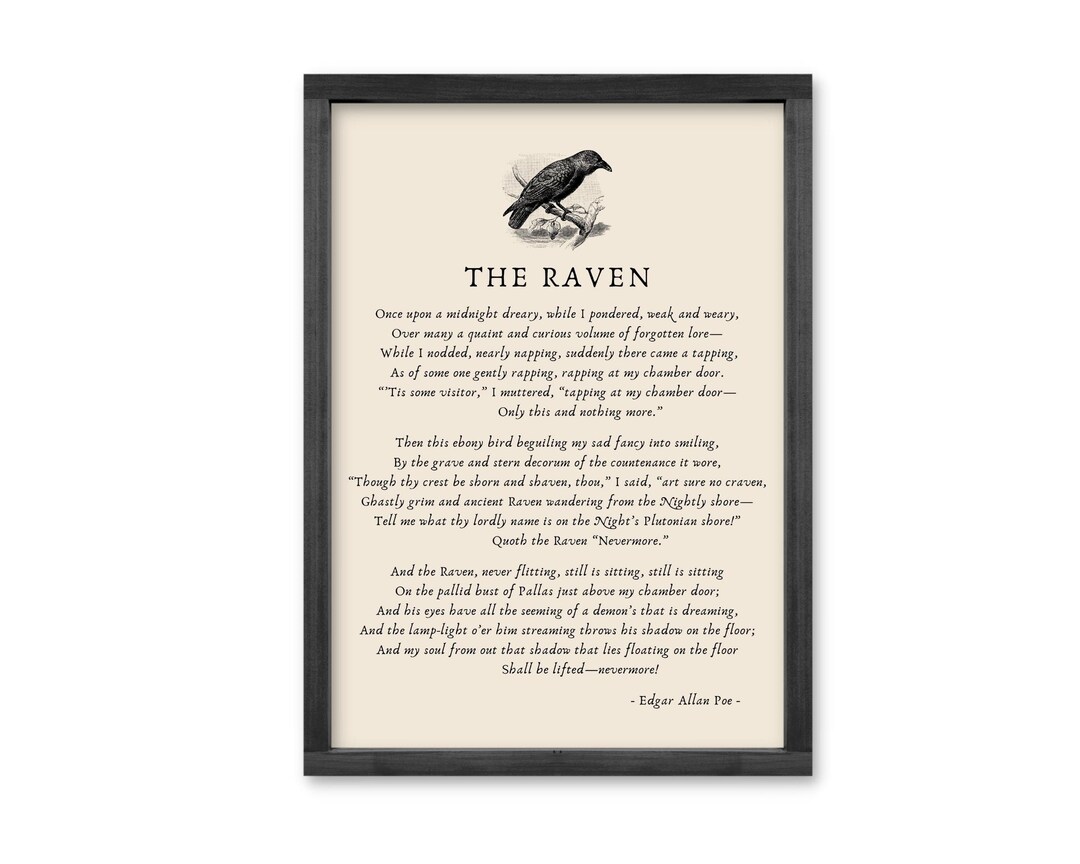 Edgar Allan Poe Print Printable the Raven Poem Poster - Etsy