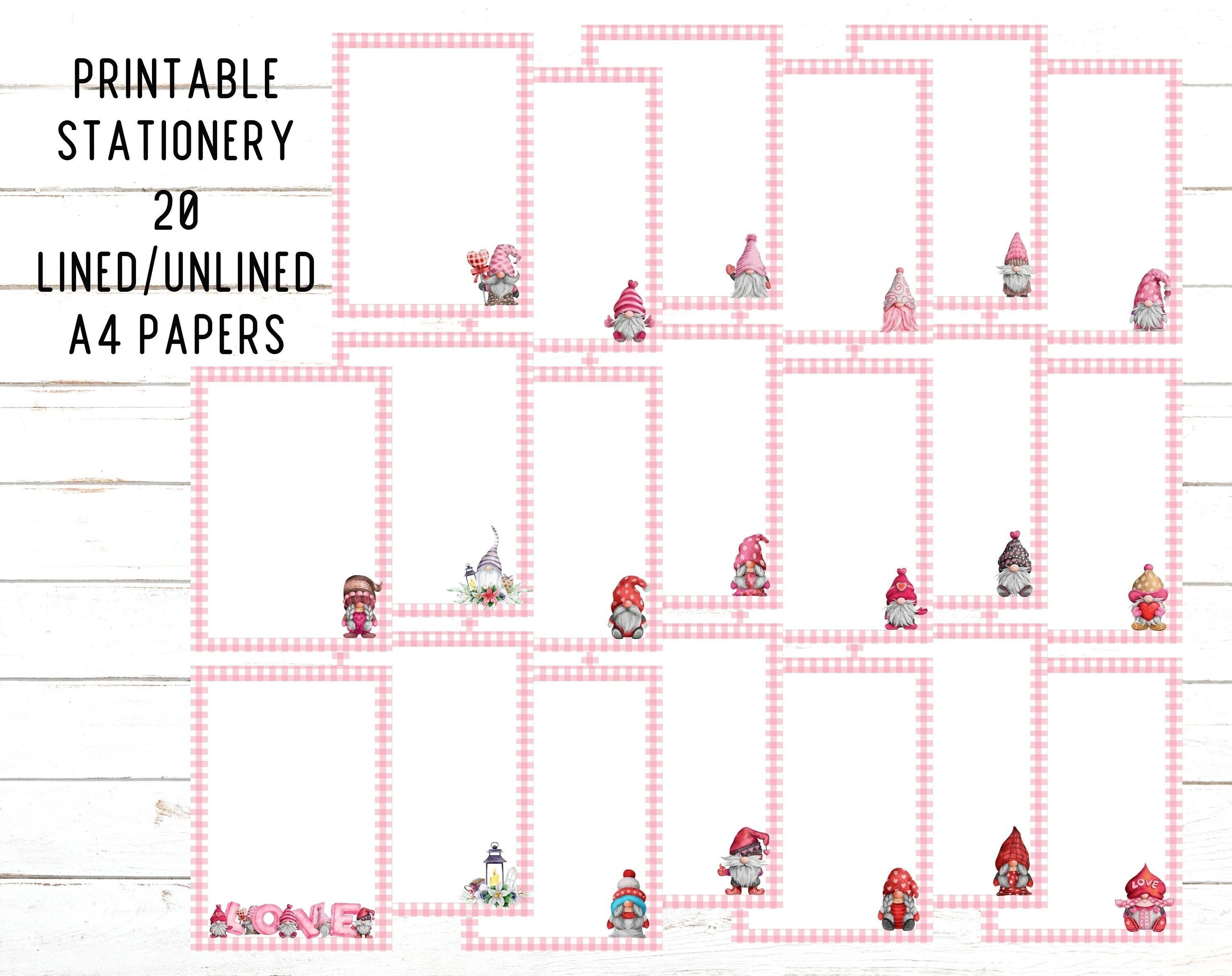 Christmas Gnomes Writing Paper, 20 Gingham Printable Stationery, Cute ...