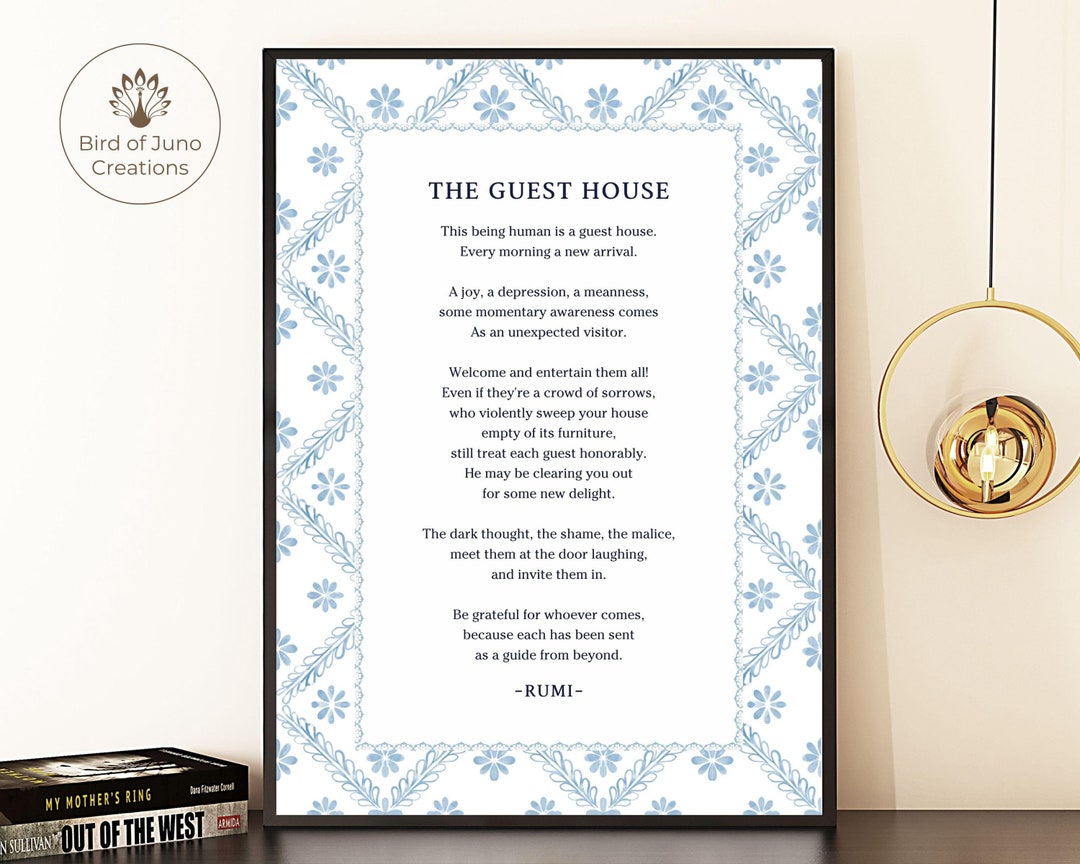 Rumi Guest House Poem Print, Printable Wall Decor, Mindfulness Digital ...