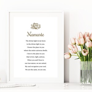 Namaste Print, Lotus Flower Printable Yoga Wall Art, Meditation Poster ...