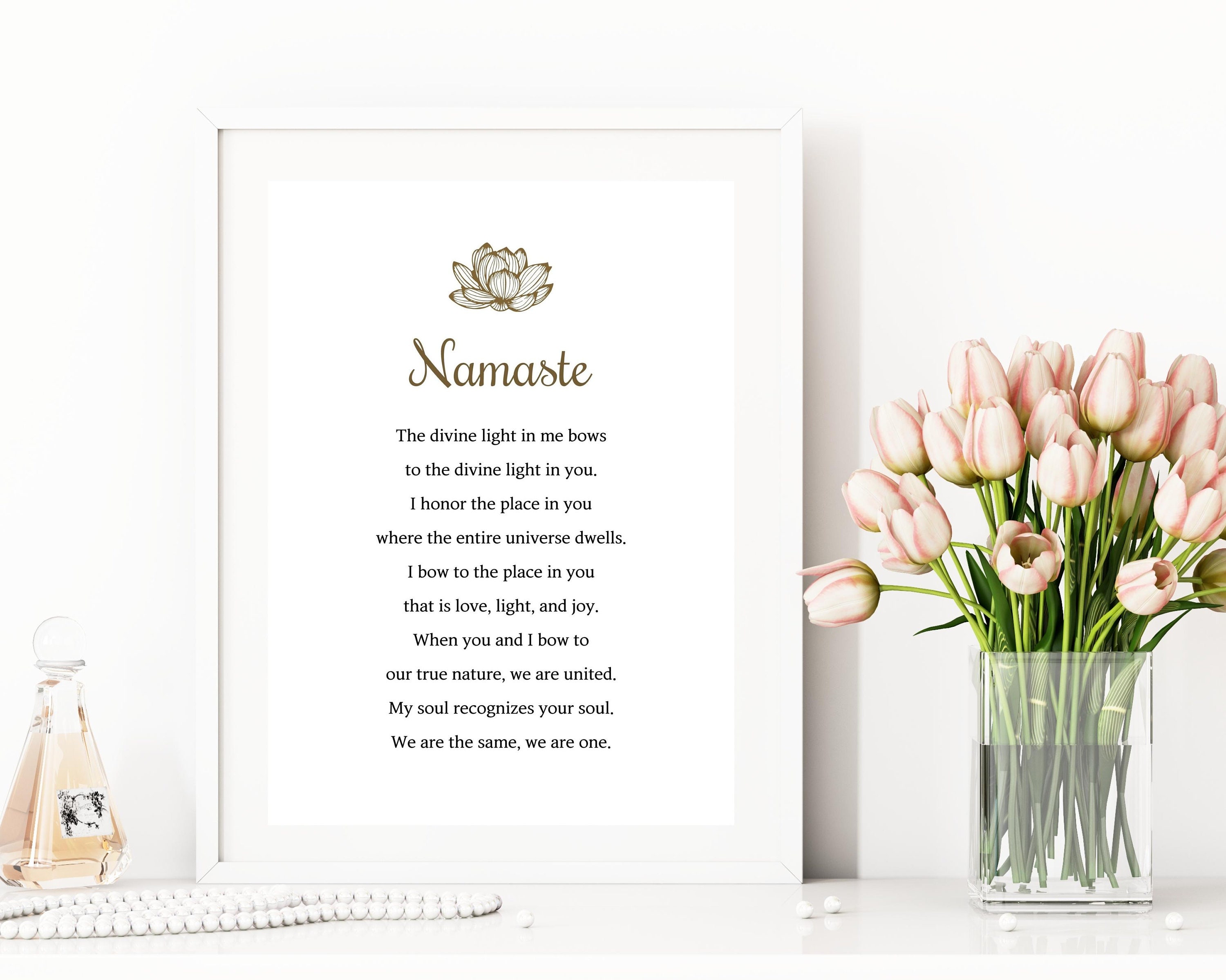 Namaste Print, Lotus Flower Printable Yoga Wall Art, Meditation Poster ...