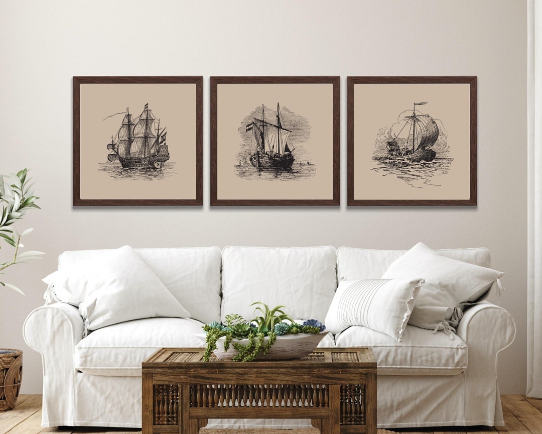Old Ships Wall Decor Print Printable Vintage Boat Set of 3 - Etsy
