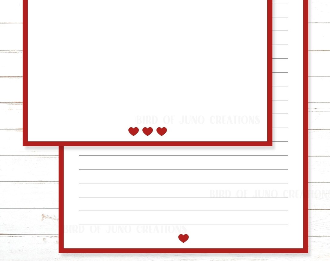 Red Hearts Writing Paper, Romantic Little Hearts Printable Stationery ...
